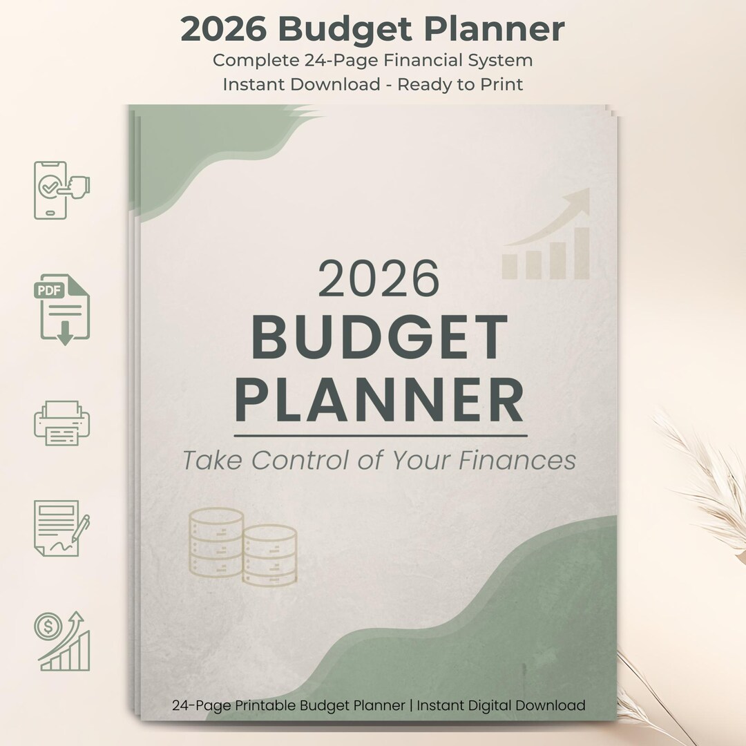 Printable Budget Planner 2026 PDF Expense Tracker Savings Worksheet ...