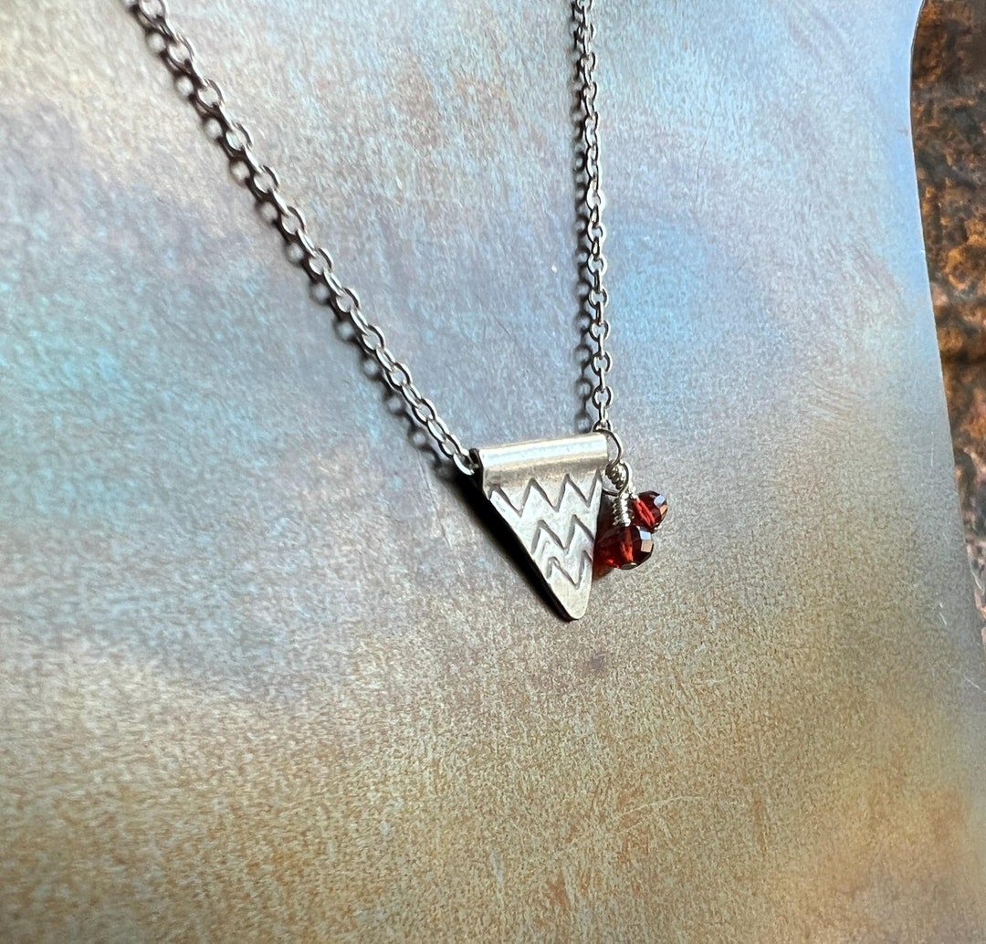 TRIANGLE WAVES. Chain Necklace. Dark Carnelian. Lobster Clasp. Layering ...