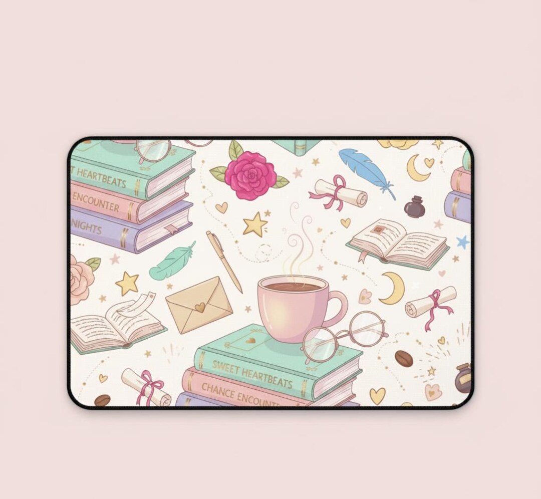 Booktok Desk Mat Bookish Desk Mat for Readers Pastel Romance Bookish ...
