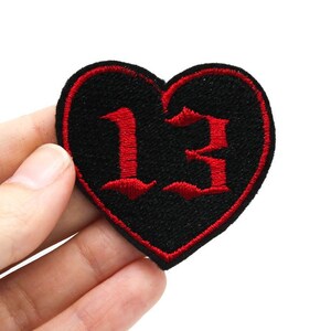Small Gothic 13 Heart Embroidered Iron on Patch - Black and Red - Etsy