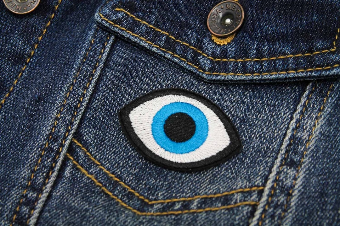 Blue Eye Embroidered Patch With Iron on Adhesive - Etsy
