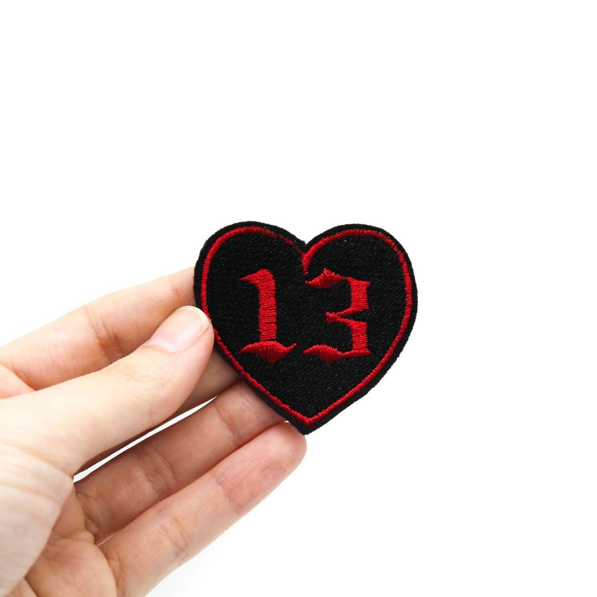 Small Gothic 13 Heart Embroidered Iron on Patch Black and - Etsy
