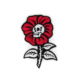 Skull Flower Iron on Embroidered Patch | Etsy