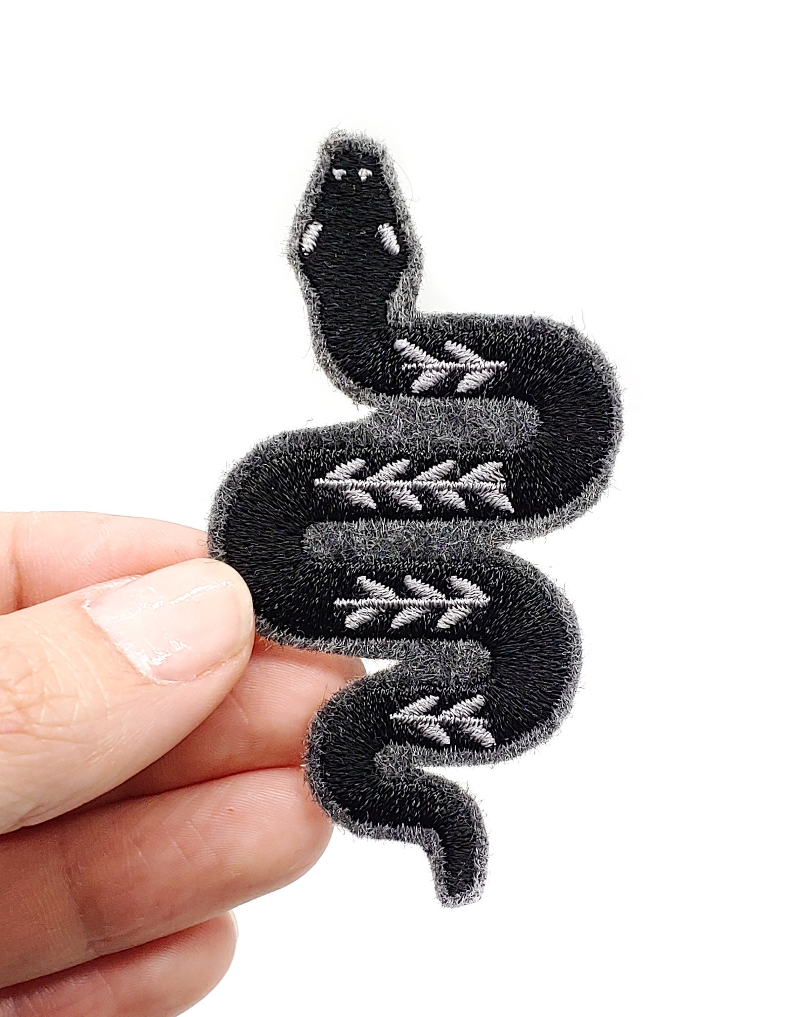 Black and Gray Snake Iron on Embroidered Patch - Etsy