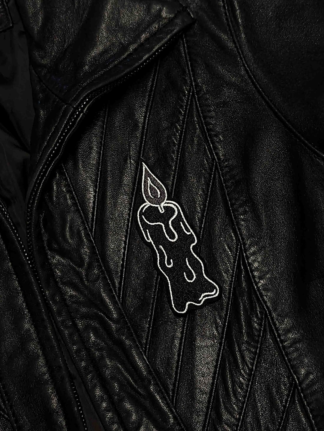 Black Flame Candle Embroidered Iron on Patch - Etsy