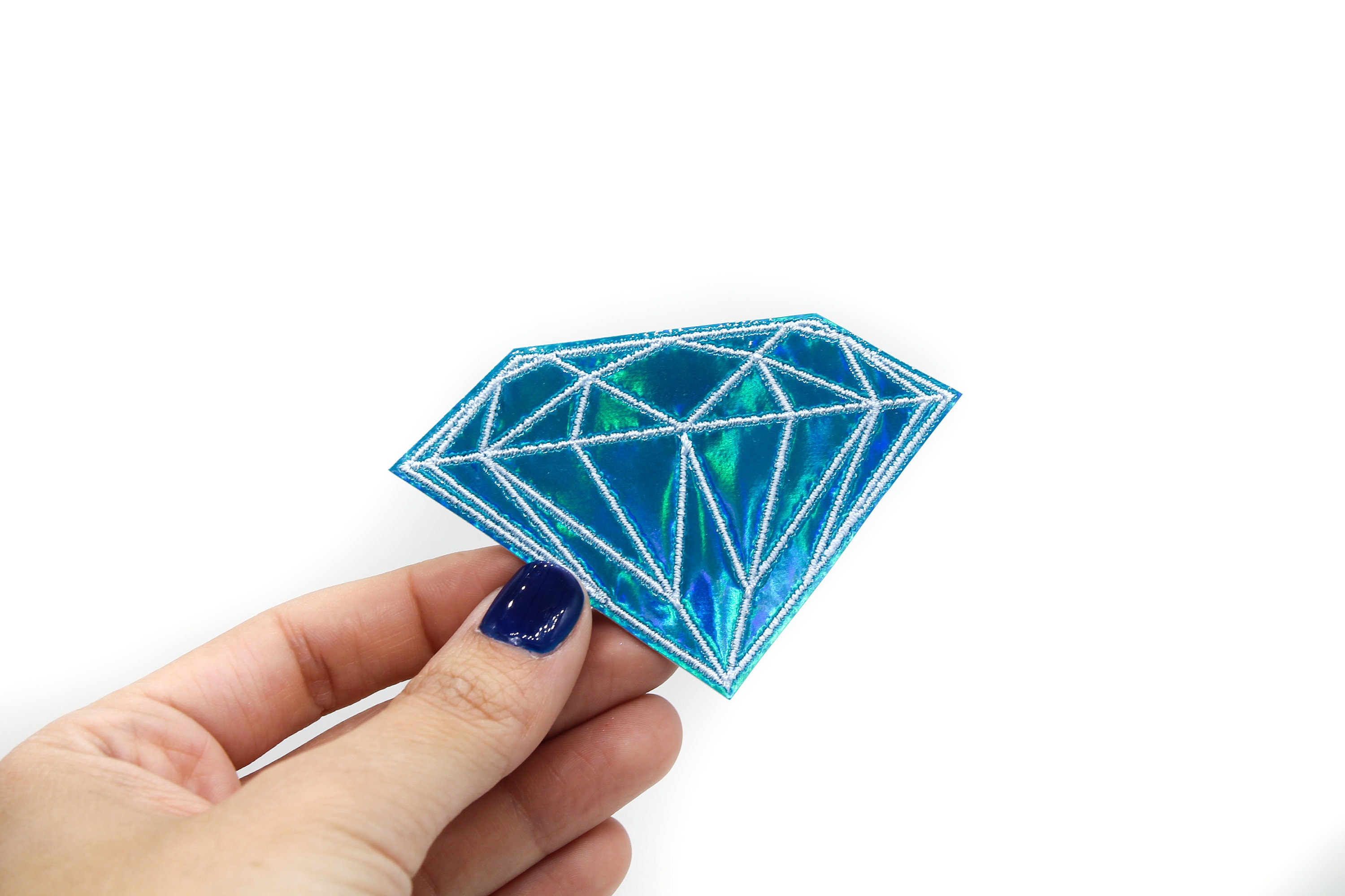 Blue Diamond Holographic Embroidered Patch - Etsy
