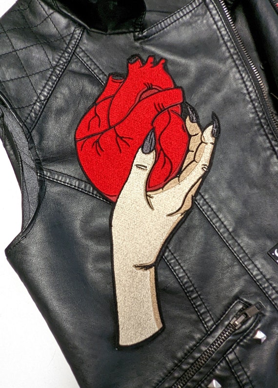 Large Vampire Hand Holding Heart Iron on Embroidered Back - Etsy