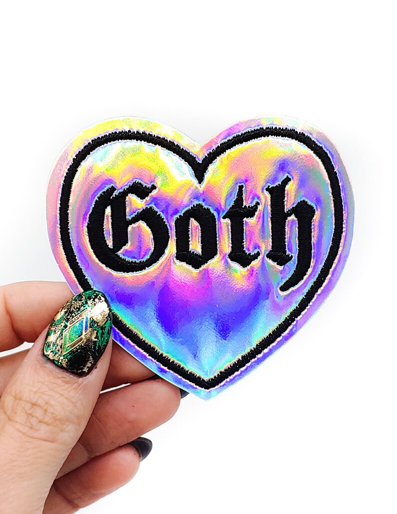 Goth Holographic Vinyl Iron on Embroidered Patch - Etsy