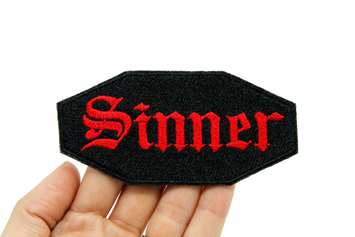 Sinner Embroidered Patch With Iron on Adhesive - Etsy