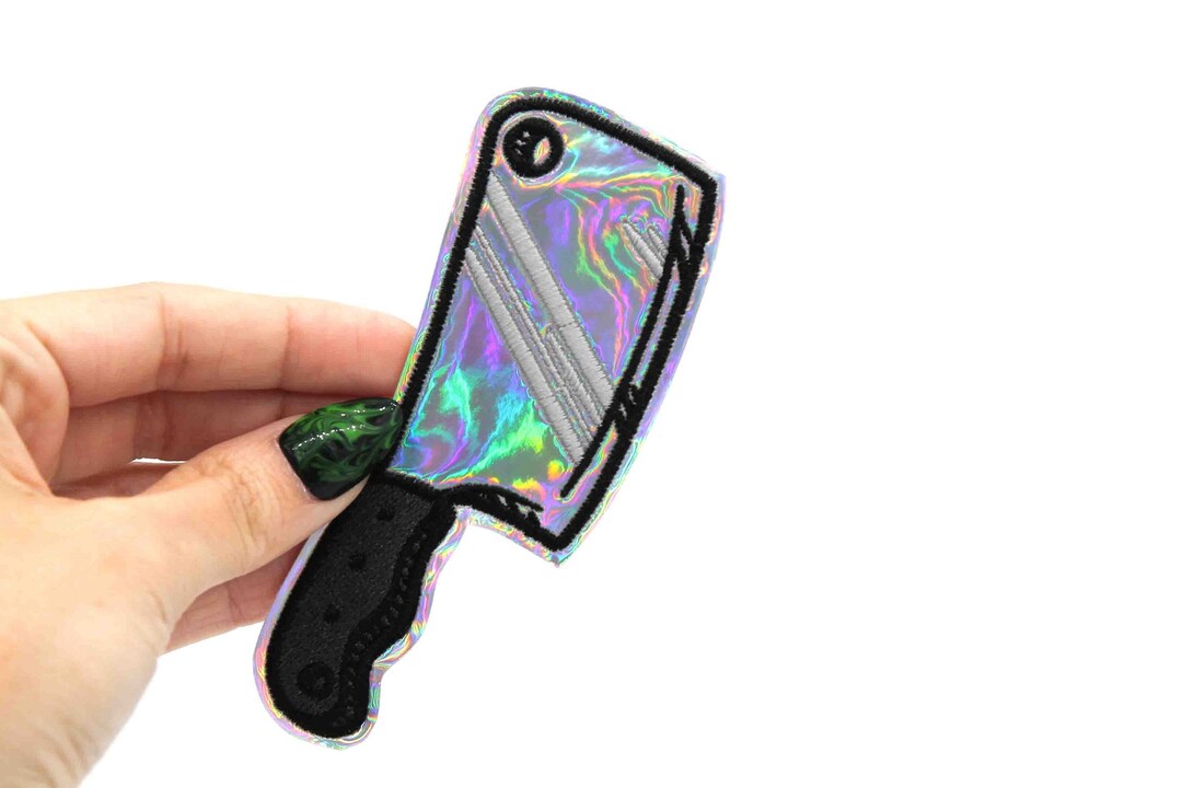 Holographic Silver Meat Cleaver Embroidered Iron-on Patch - Etsy