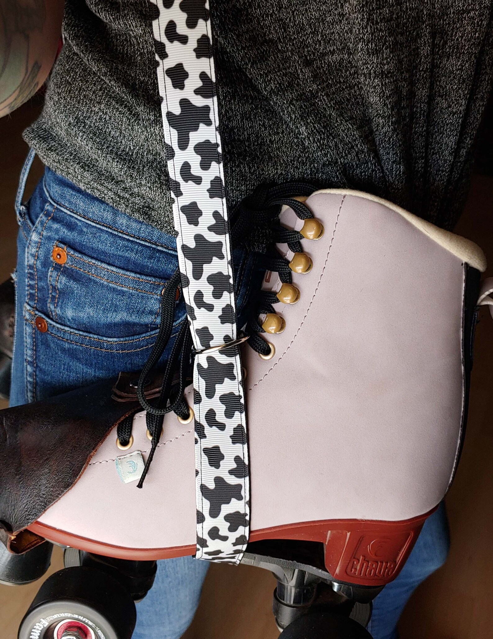 Cow Animal Print Black and White Skate Leash With D Rings - Etsy