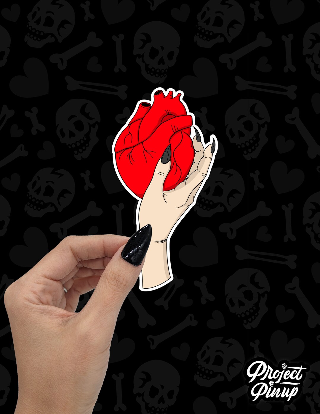 Vampire Hand Holding Heart Sticker Vinyl, Machine Die Cut & Water ...