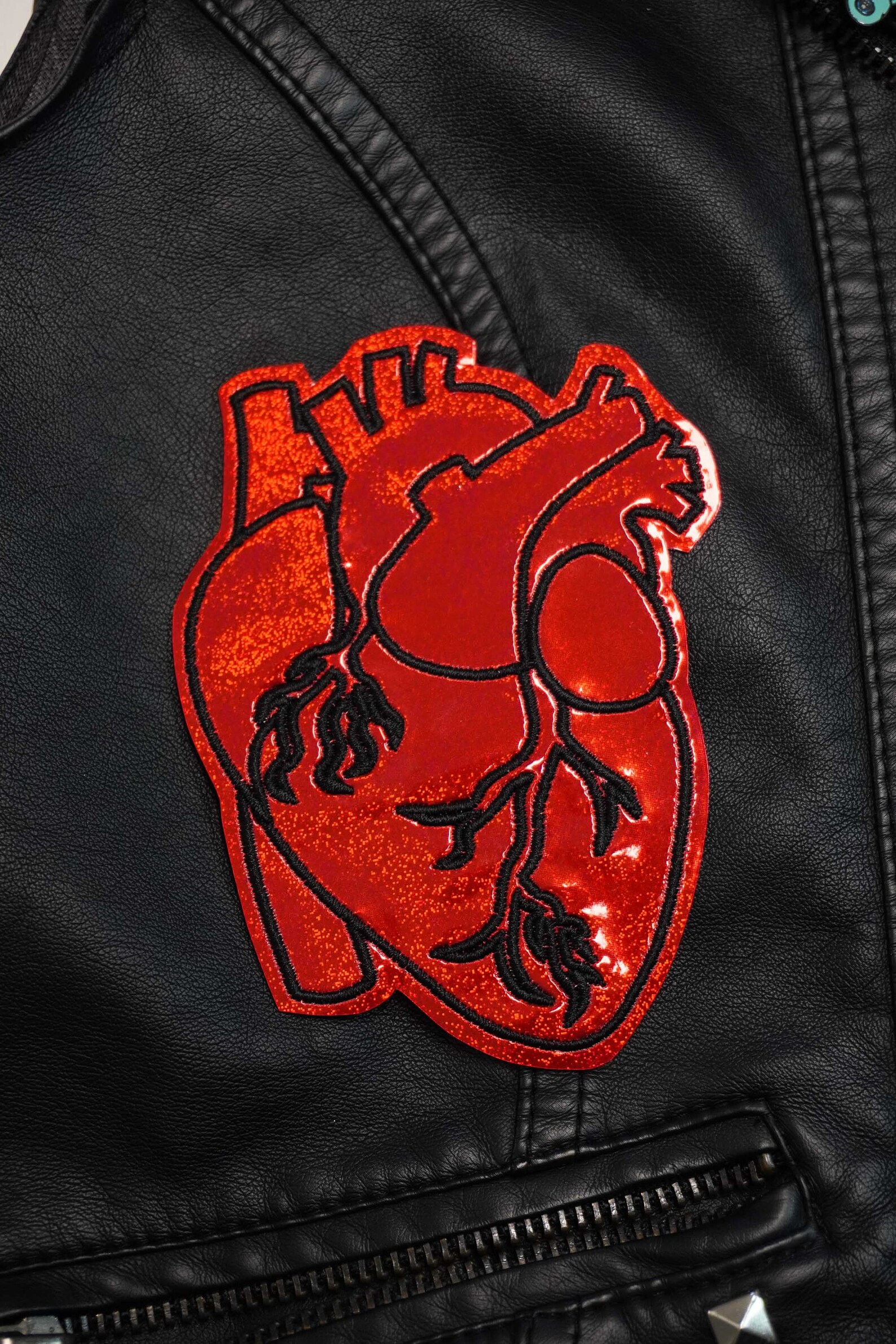 Red Holographic Glitter Anatomical Heart Vinyl Iron on | Etsy