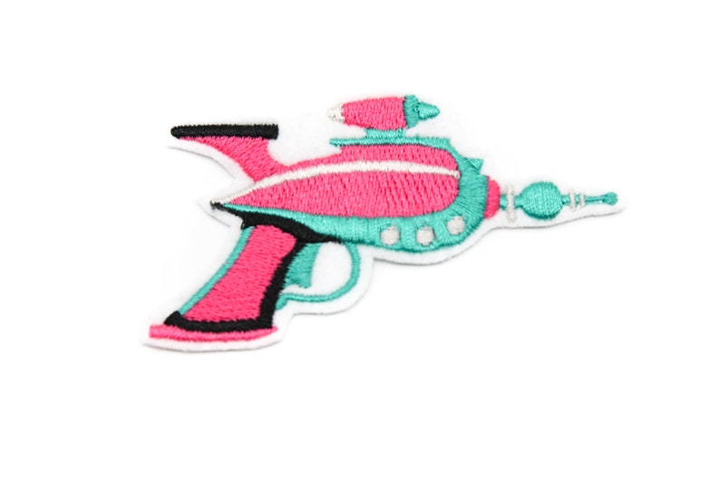 Pink Ray Gun Embroidered Patch With Iron on Adhesive - Etsy