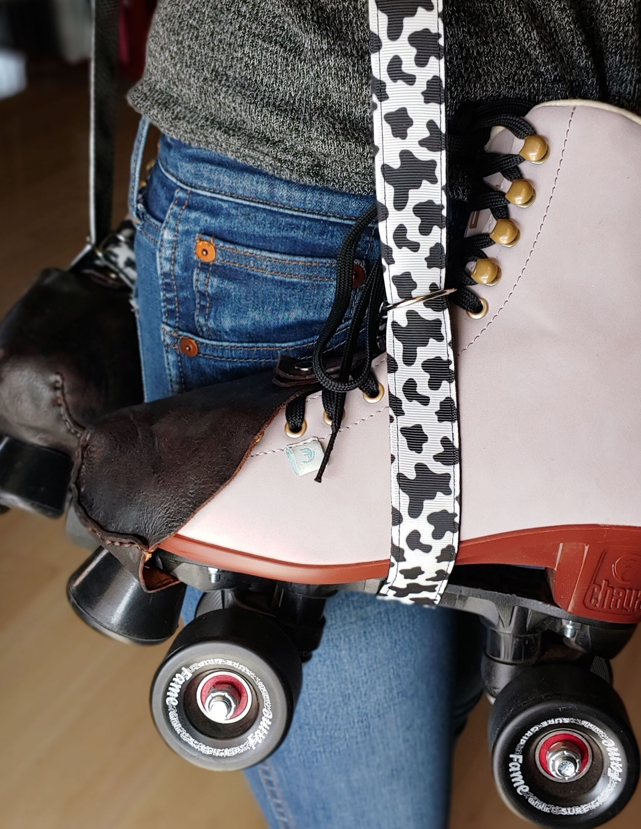 Cow Animal Print Black and White Skate Leash With D Rings - Etsy