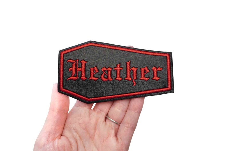 Custom 4.25" Gothic Name Coffin Iron on Embroidered Patch on Black ...