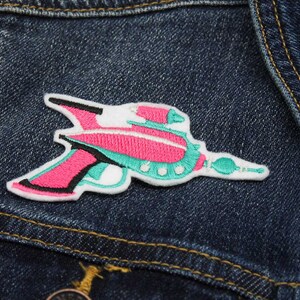 Pink Ray Gun Embroidered Patch With Iron on Adhesive - Etsy