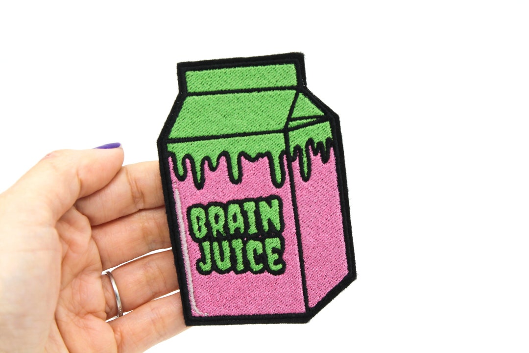 Brain Juice Drink Carton Iron on Embroidered Patch - Etsy