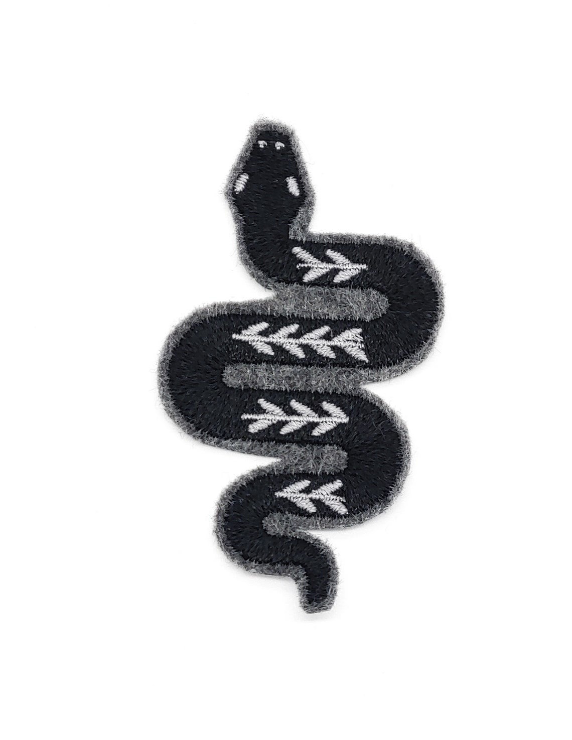 Black and Gray Snake Iron on Embroidered Patch | Etsy