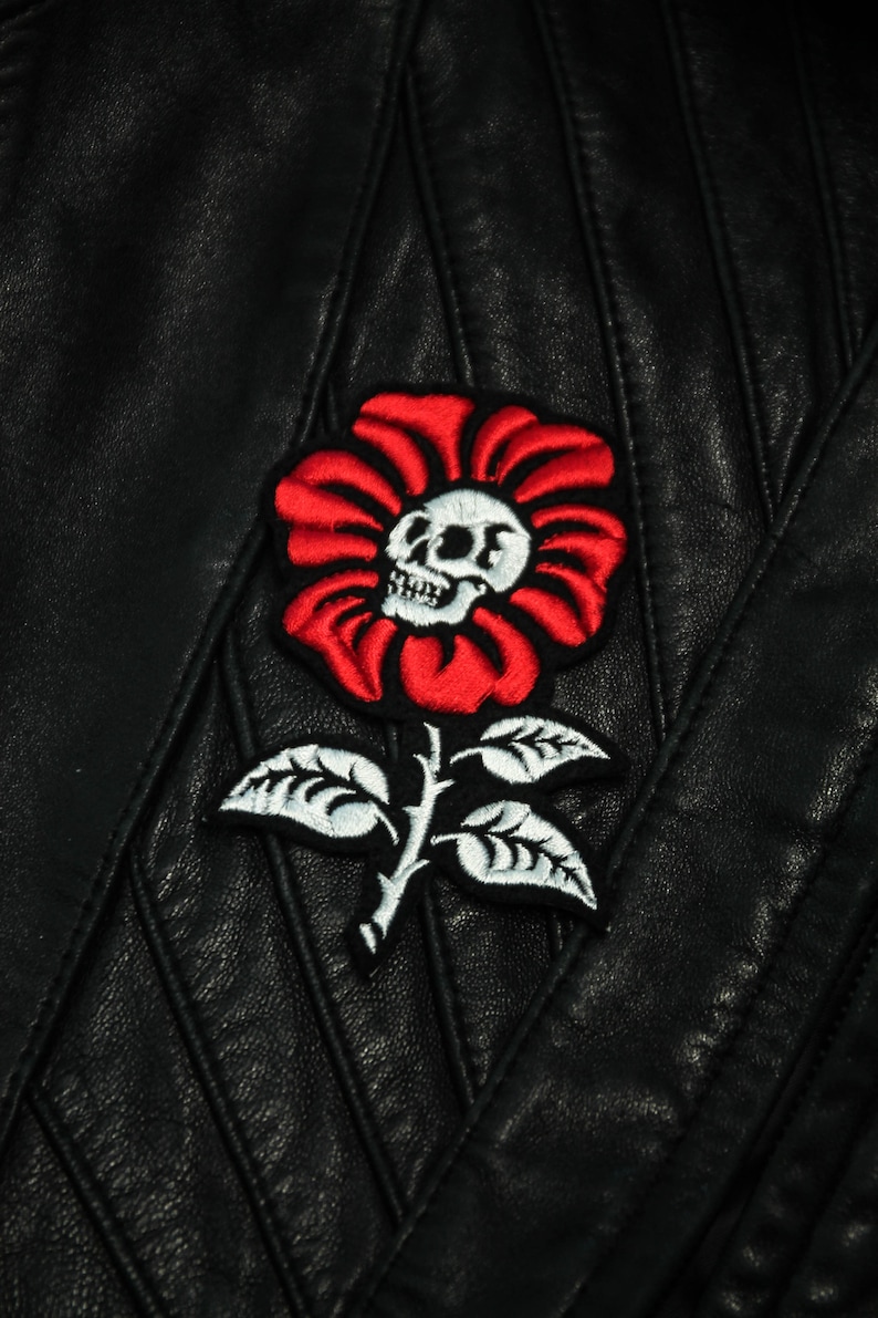 Skull Flower Iron on Embroidered Patch - Etsy