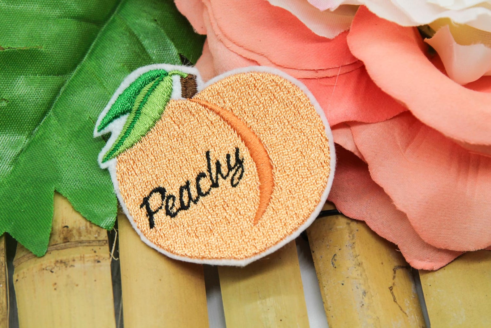 Peachy Peach Fruit Embroidered Patch with Iron on Adhesive | Etsy