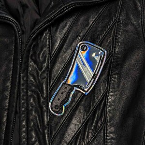 Holographic Silver Meat Cleaver Embroidered Iron-on Patch - Etsy