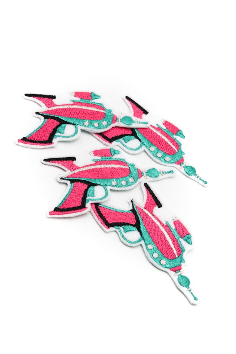 Pink Ray Gun Embroidered Patch With Iron on Adhesive - Etsy