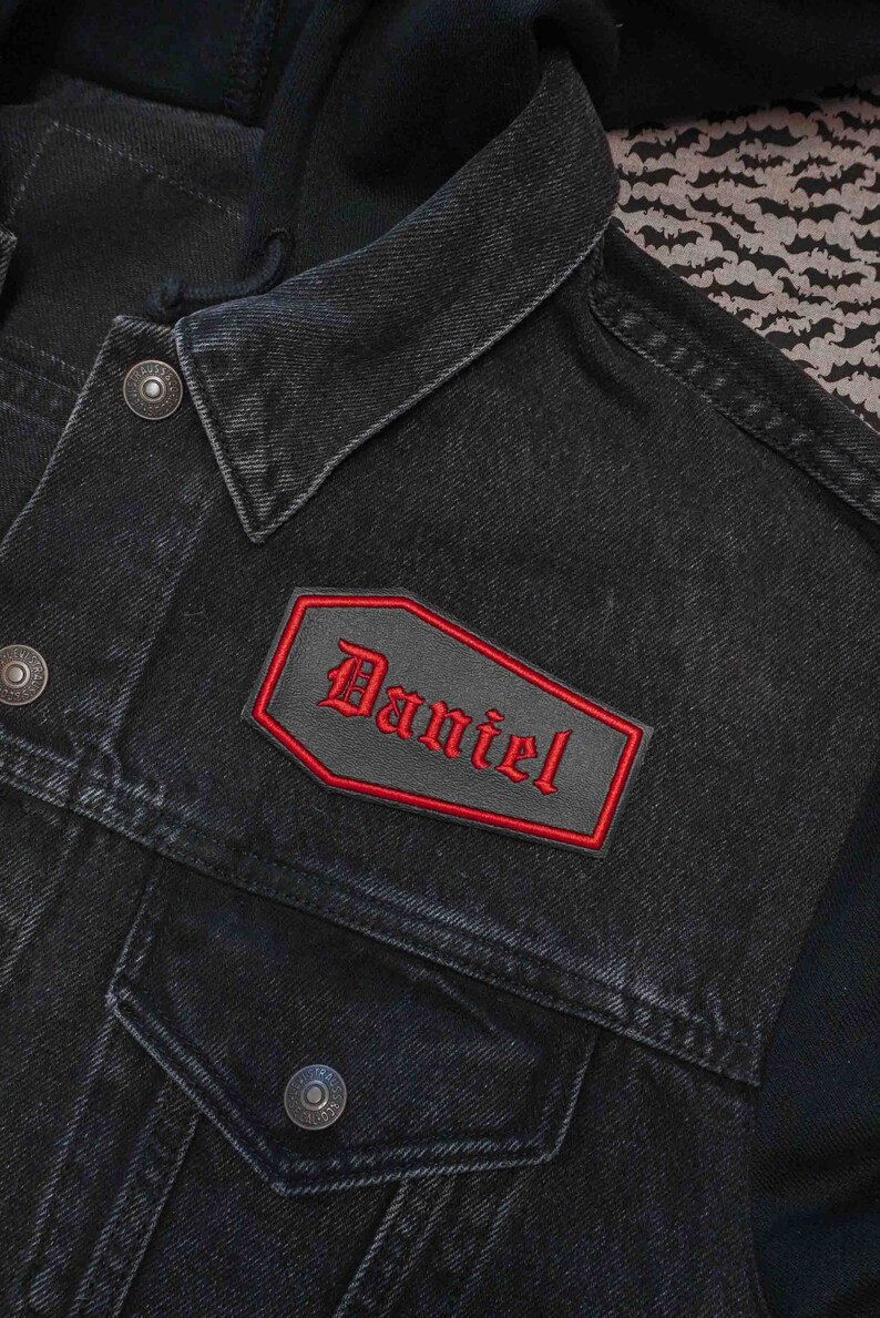 Custom 4.25" Gothic Name Coffin Iron on Embroidered Patch on Black ...