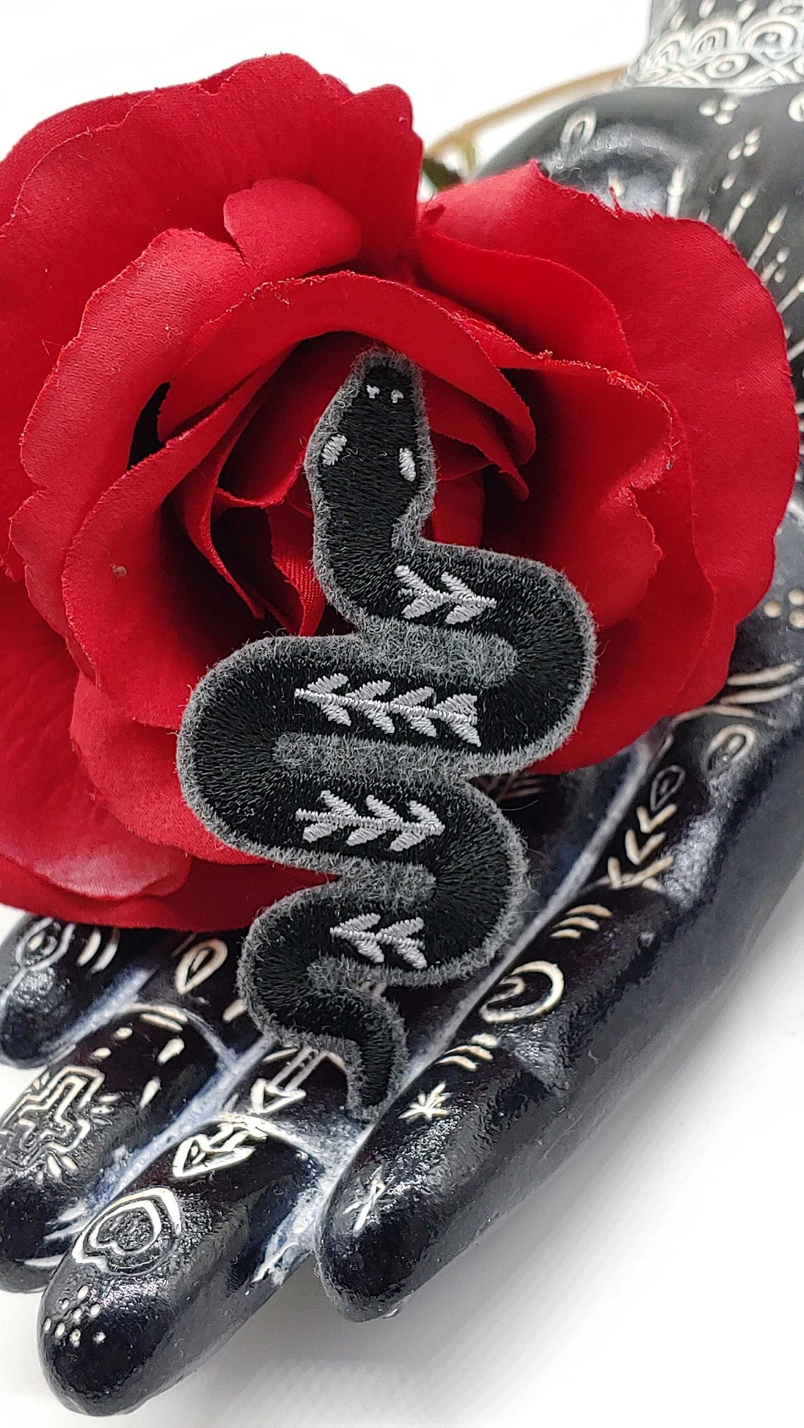 Black and Gray Snake Iron on Embroidered Patch - Etsy