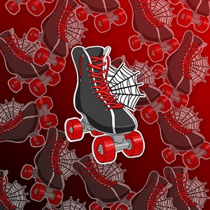 Gothic Roller Skate and Spiderweb Vinyl Sticker - Vinyl, Machine Die ...