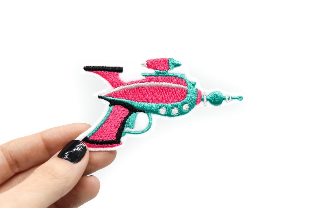 Pink Ray Gun Embroidered Patch With Iron on Adhesive - Etsy