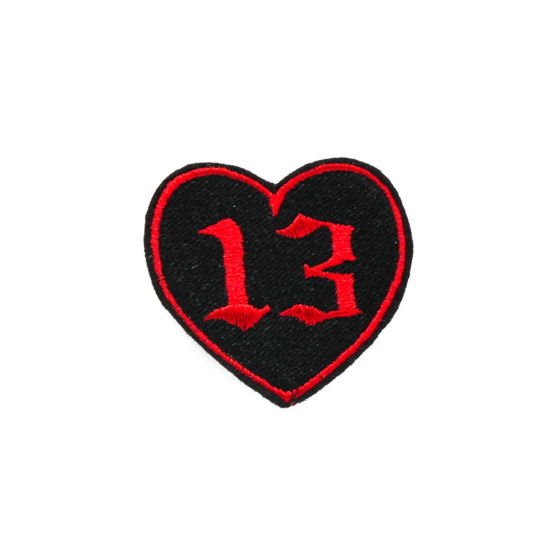 Small Gothic 13 Heart Embroidered Iron on Patch - Black and Red - Etsy