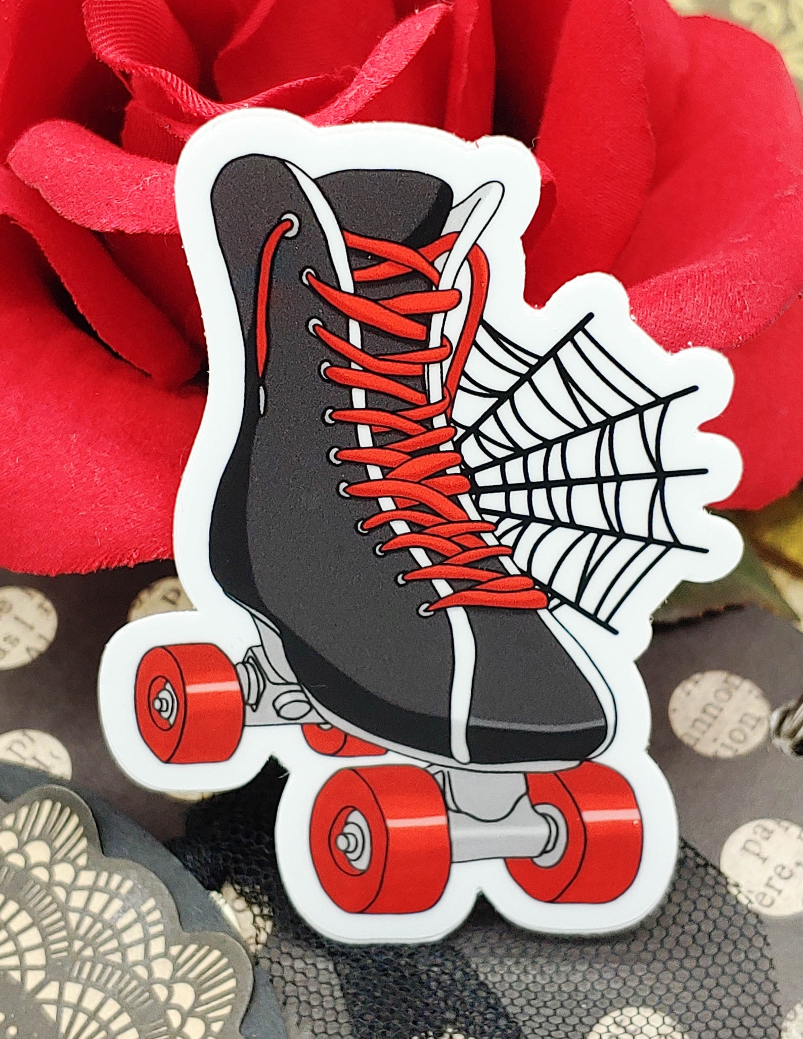 Gothic Roller Skate and Spiderweb Vinyl Sticker Vinyl | Etsy