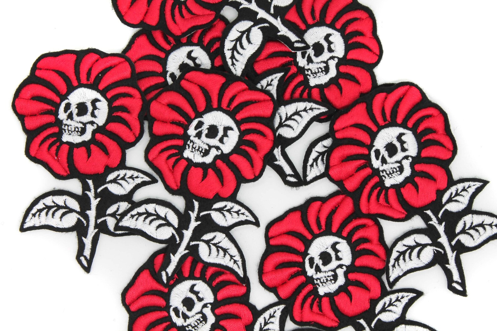 Skull Flower Iron on Embroidered Patch - Etsy