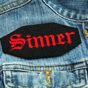 Sinner Embroidered Patch With Iron on Adhesive - Etsy
