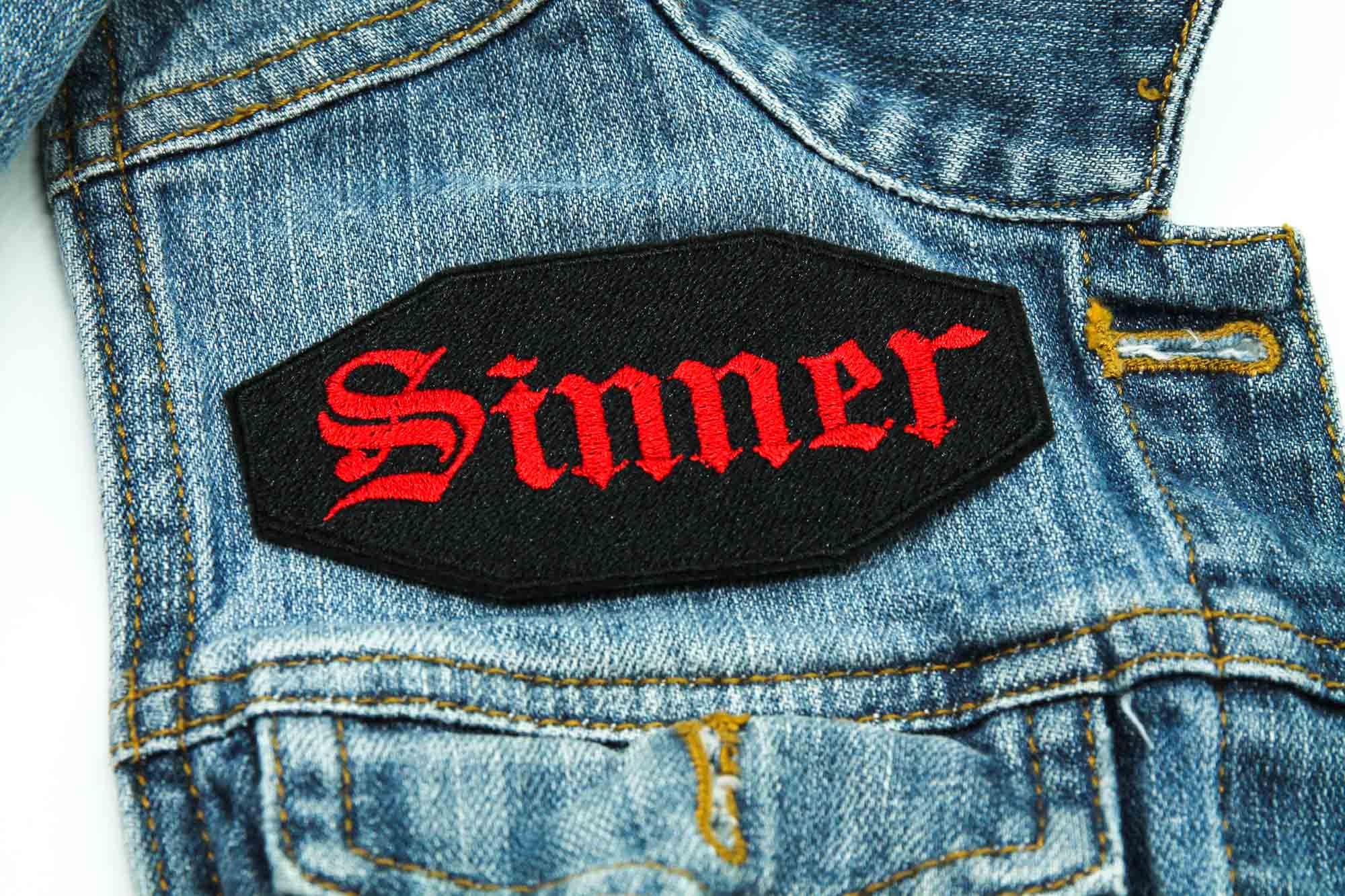 Sinner Embroidered Patch With Iron on Adhesive - Etsy
