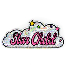 Star Child Cloud Silver Glitter Holographic Embroidered Patch - Etsy
