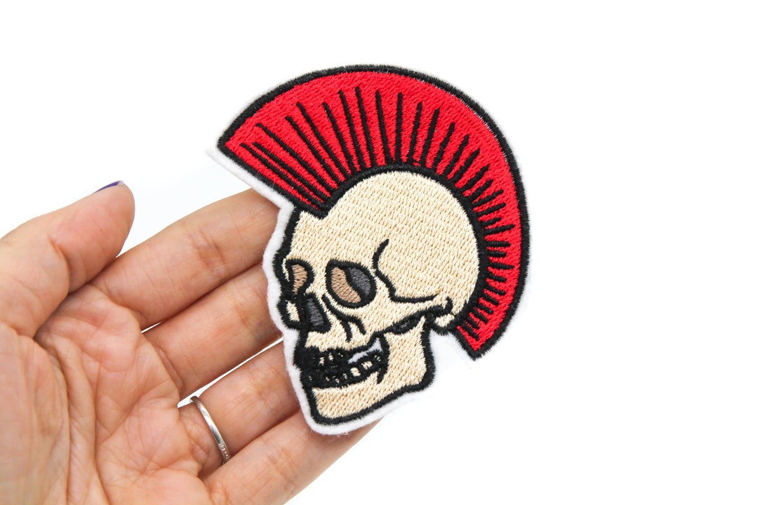 Punk Mohawk Skull Iron on Embroidered Patch - Etsy