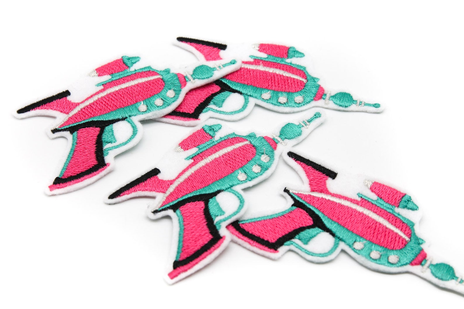Pink Ray Gun Embroidered Patch With Iron on Adhesive - Etsy