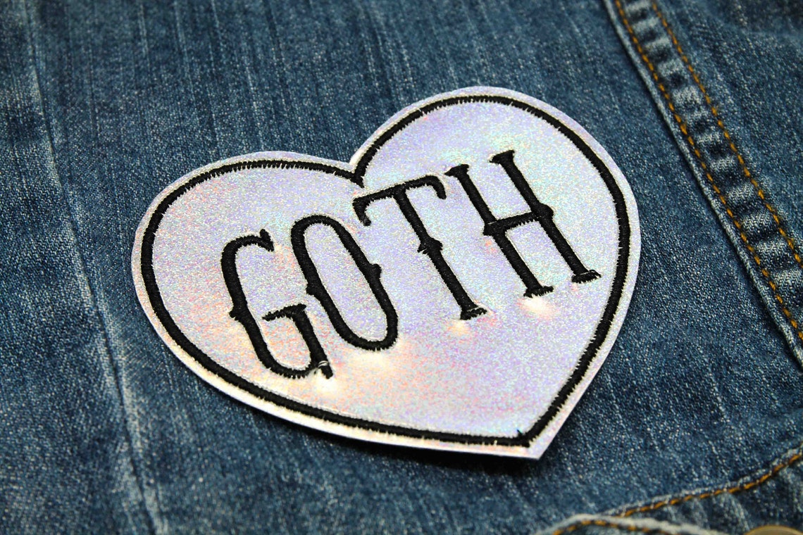 Goth Holographic Vinyl Glitter Heart Iron On Embroidered Patch | Etsy