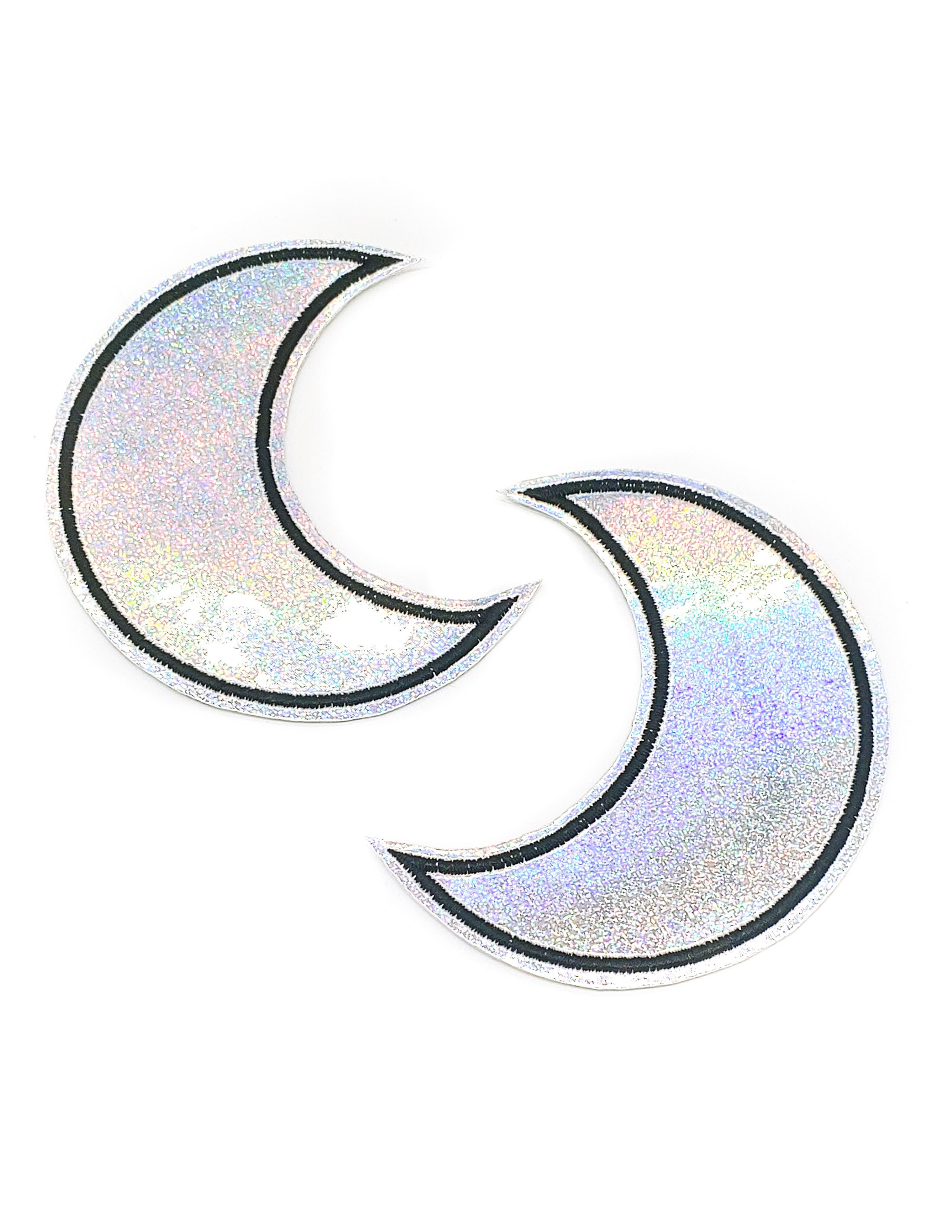 Holographic Glitter Crescent Moon Vinyl Iron on Embroidered - Etsy