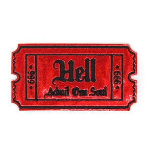 Red Glitter Holo Hell Admit One Soul 666 Gothic Iron on Embroidered ...