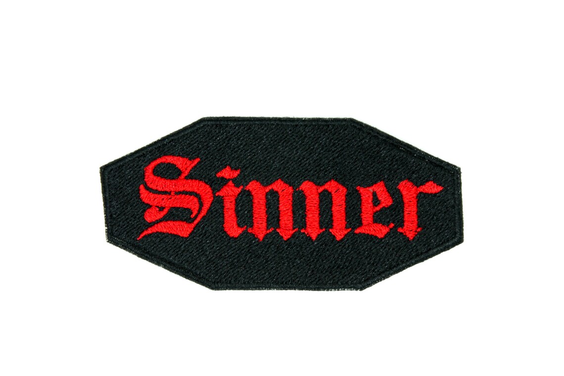 Sinner Embroidered Patch With Iron on Adhesive - Etsy