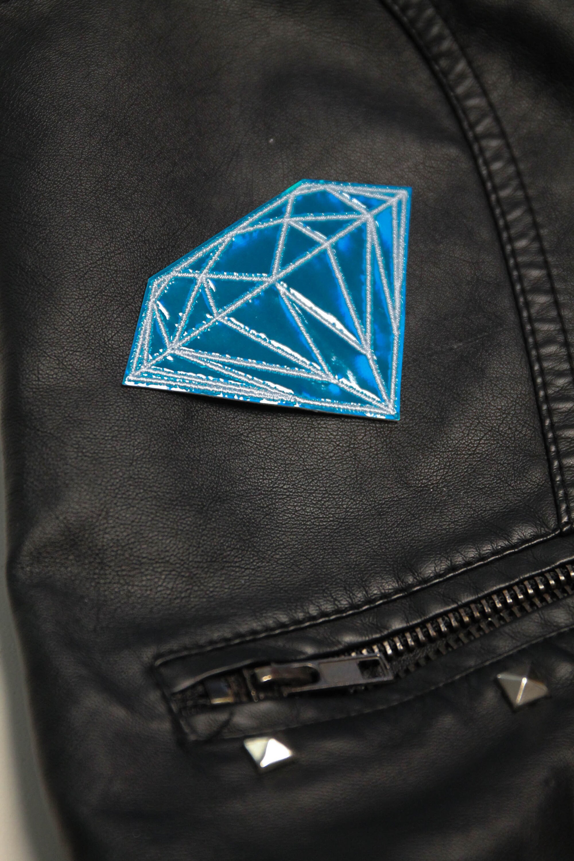 Blue Diamond Holographic Embroidered Patch - Etsy