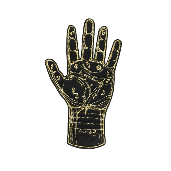 Palmistry Hand Embroidered Iron on Patch Black and Gold | Etsy