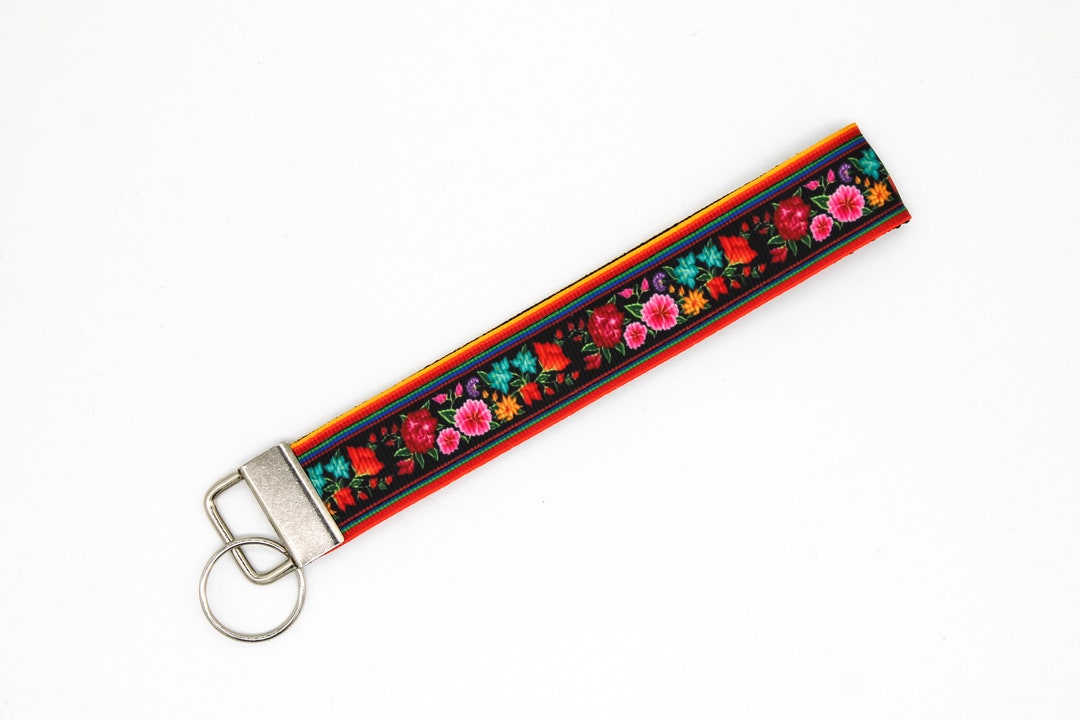 Mexican Floral Keychain Key Fob Wristlet - Etsy