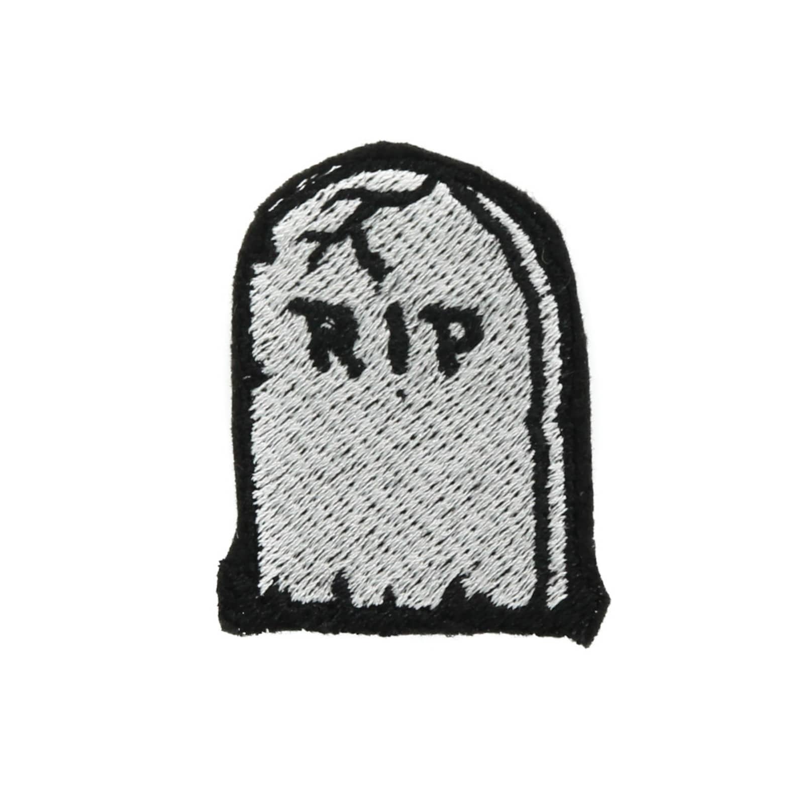 RIP Tombstone Small Black and Gray Iron on Embroidered Patch | Etsy