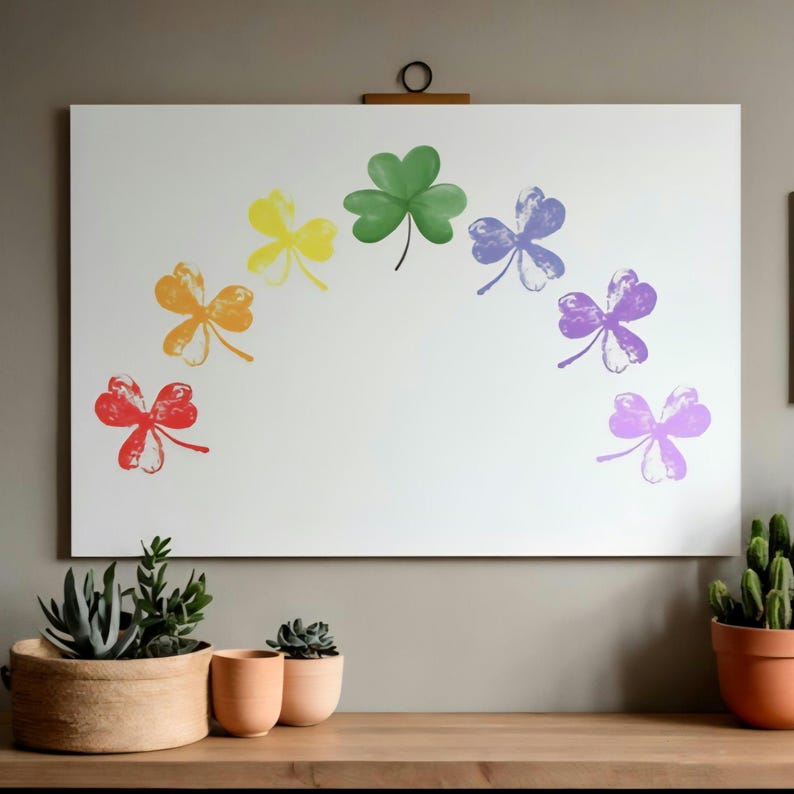 Rainbow Shamrock Print | Boho St. Patrick’s Day Instant Download ...