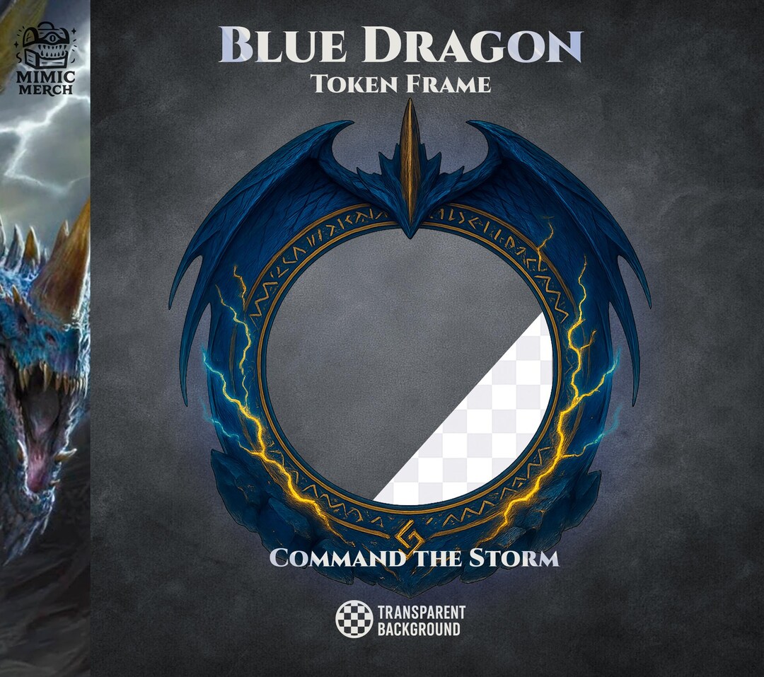 Blue Dragon Token Frame – VTT Border for Dnd, Foundry, Roll20 ...