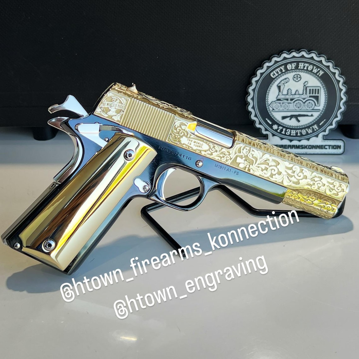 Scarface Theme Gun Scroll Vector | Laser Engraving Design (digital ...